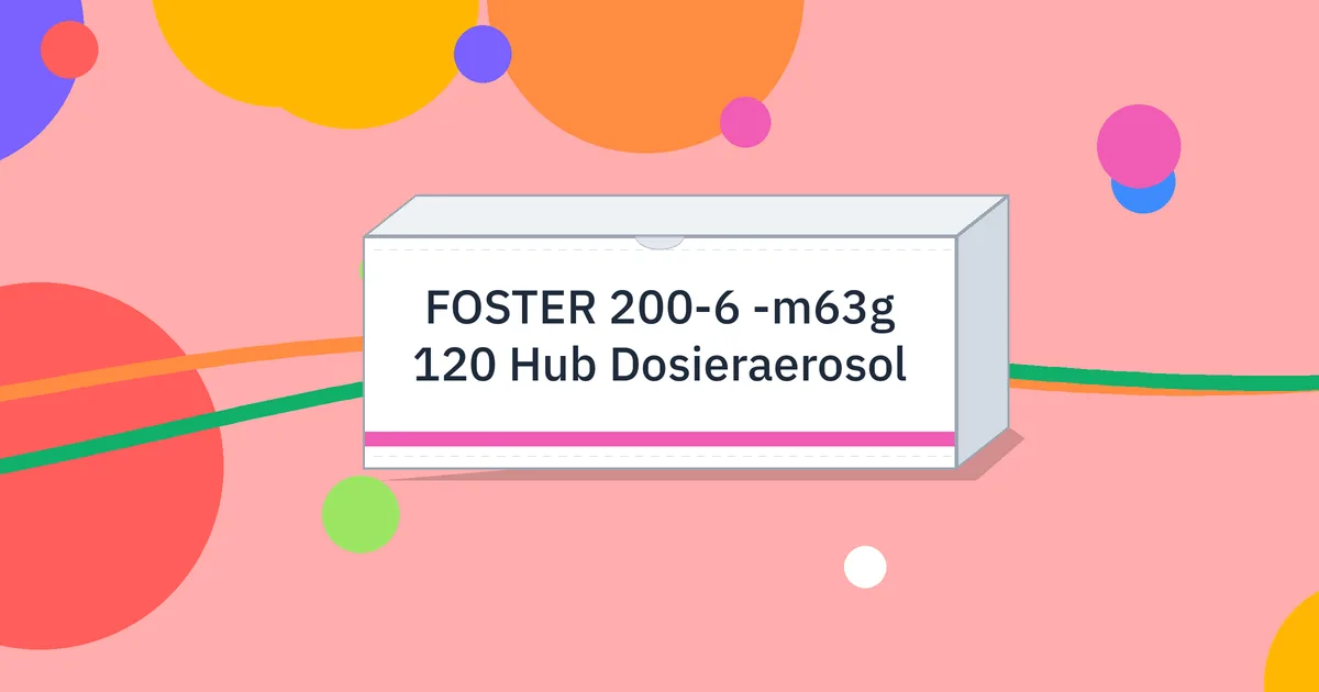 Symbolbild: Packung mit der Aufschrift FOSTER 200-6 -m63g 120 Hub Dosieraerosol (PZN 16808129) – Verfügbarkeit und Bezug in Apotheken in Frankfurt am Main