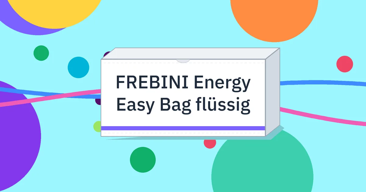 Symbolbild: Packung mit der Aufschrift FREBINI Energy Easy Bag flüssig (PZN 02424365) – Verfügbarkeit und Bezug in Apotheken in Frankfurt am Main