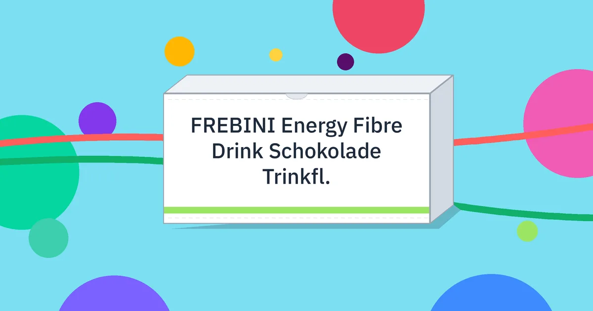 Symbolbild: Packung mit der Aufschrift FREBINI Energy Fibre Drink Schokolade Trinkfl. (PZN 09678301) – Verfügbarkeit und Bezug in Apotheken in Frankfurt am Main