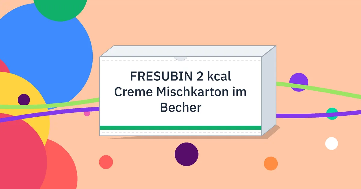 Symbolbild: Packung mit der Aufschrift FRESUBIN 2 kcal Creme Mischkarton im Becher (PZN 19825660) – Verfügbarkeit und Bezug in Apotheken in Frankfurt am Main
