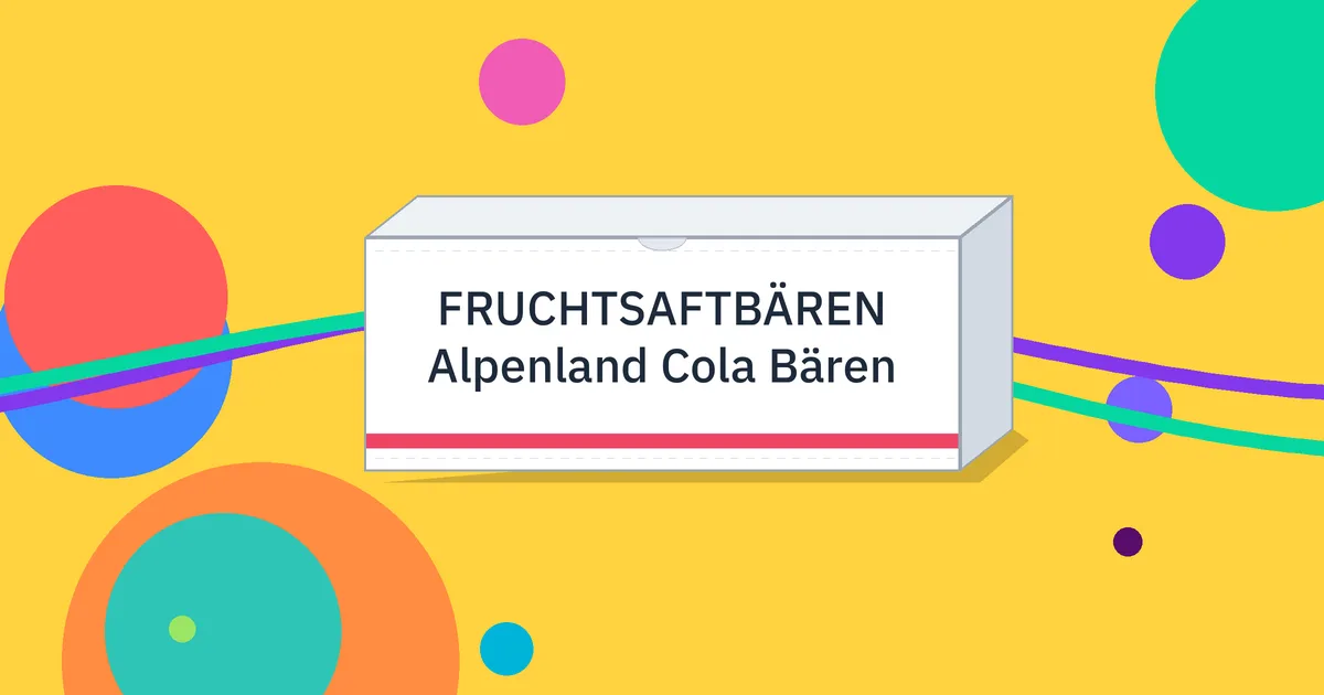 Symbolbild: Packung mit der Aufschrift FRUCHTSAFTBÄREN Alpenland Cola Bären (PZN 03702984) – Verfügbarkeit und Bezug in Apotheken in Frankfurt am Main