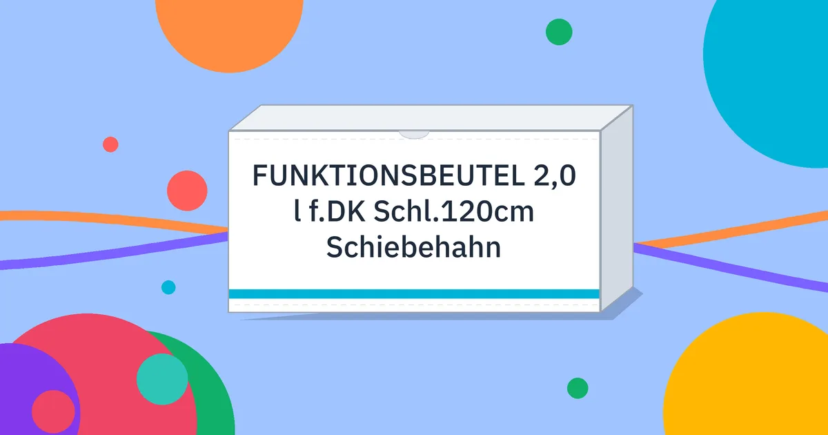 Symbolbild: Packung mit der Aufschrift FUNKTIONSBEUTEL 2,0 l f.DK Schl.120cm Schiebehahn (PZN 06098187) – Verfügbarkeit und Bezug in Apotheken in Frankfurt am Main