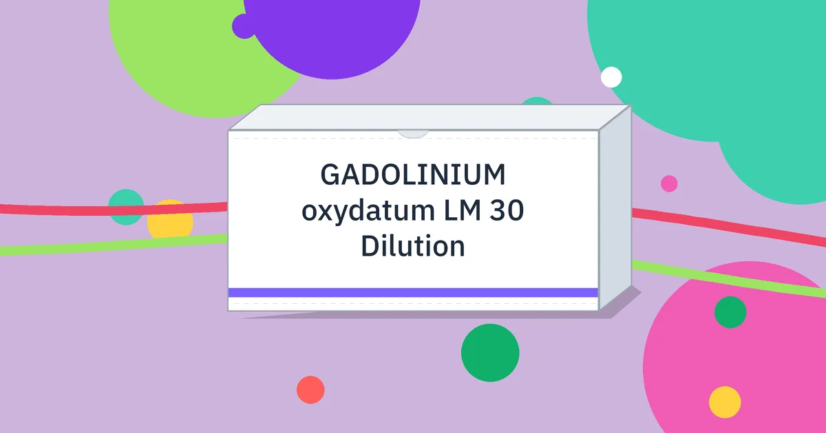 Symbolbild: Packung mit der Aufschrift GADOLINIUM oxydatum LM 30 Dilution (PZN 13494570) – Verfügbarkeit und Bezug in Apotheken in Frankfurt am Main