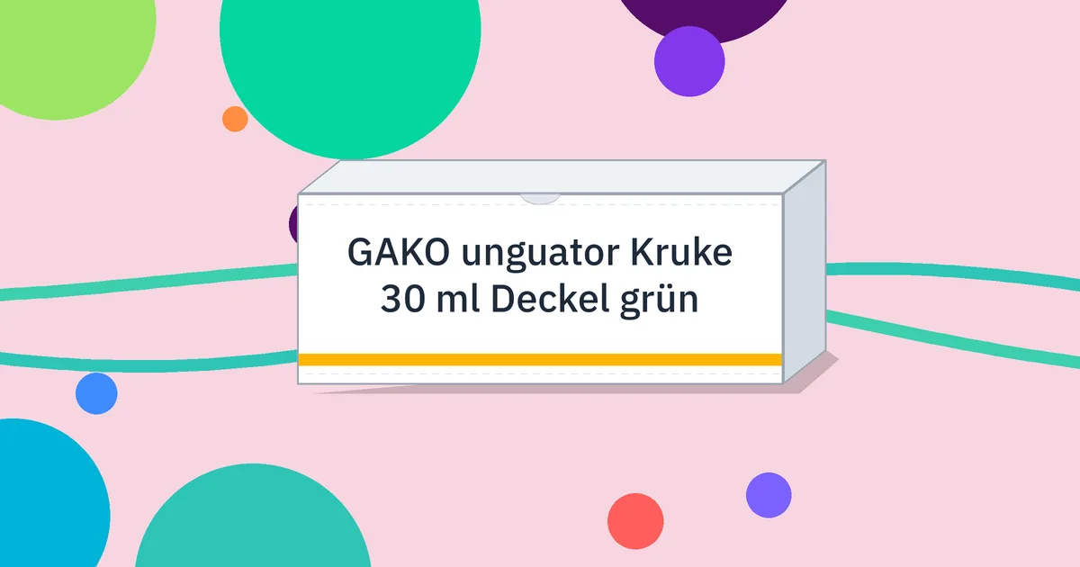 Symbolbild: Packung mit der Aufschrift GAKO unguator Kruke 30 ml Deckel grün (PZN 11603090) – Verfügbarkeit und Bezug in Apotheken in Frankfurt am Main