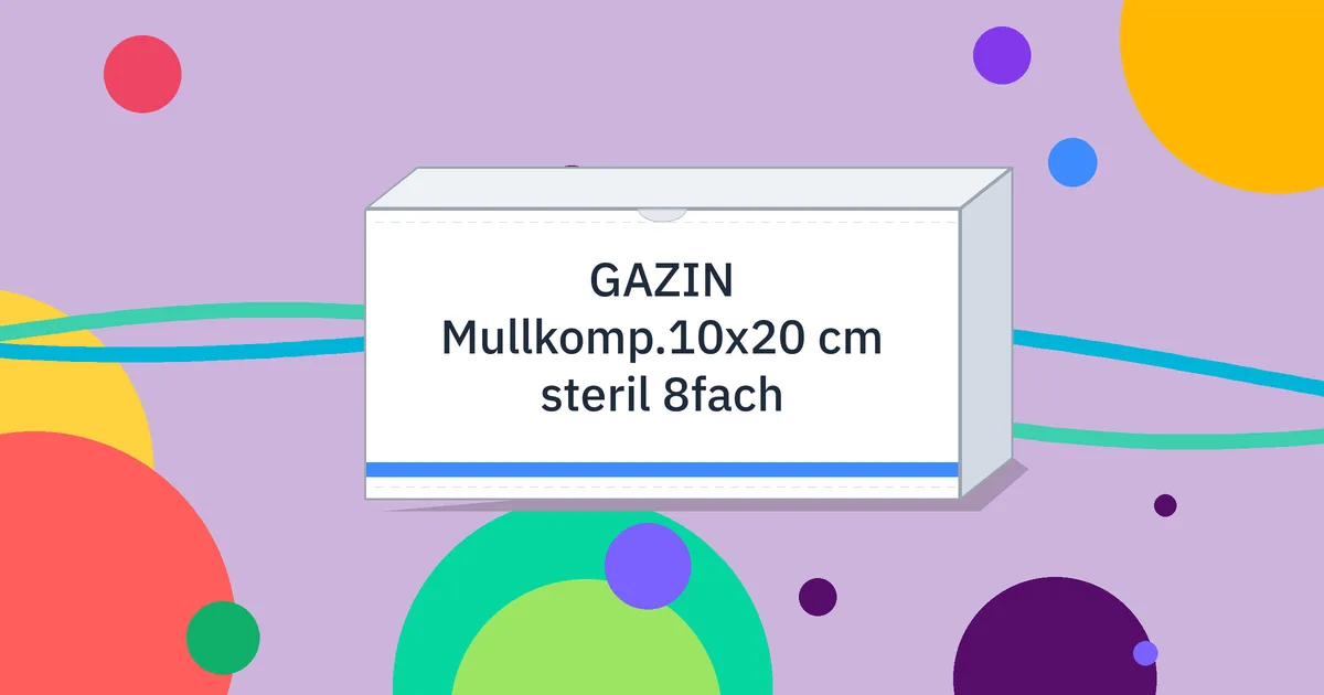 Symbolbild: Packung mit der Aufschrift GAZIN Mullkomp.10x20 cm steril 8fach (PZN 20580005) – Verfügbarkeit und Bezug in Apotheken in Frankfurt am Main