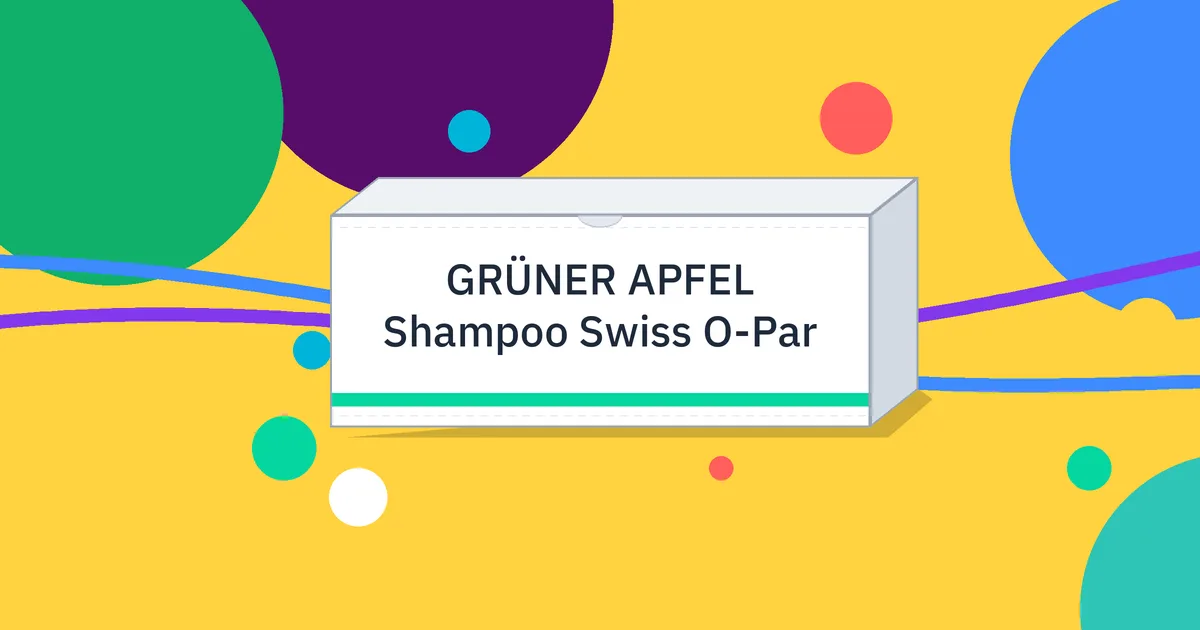 Symbolbild: Packung mit der Aufschrift GRÜNER APFEL Shampoo Swiss O-Par (PZN 09751096) – Verfügbarkeit und Bezug in Apotheken in Frankfurt am Main