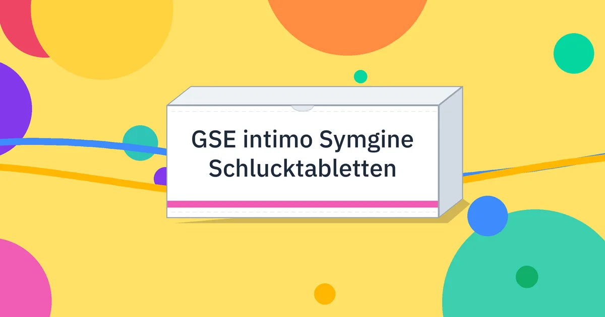 Symbolbild: Packung mit der Aufschrift GSE intimo Symgine Schlucktabletten (PZN 16937306) – Verfügbarkeit und Bezug in Apotheken in Frankfurt am Main