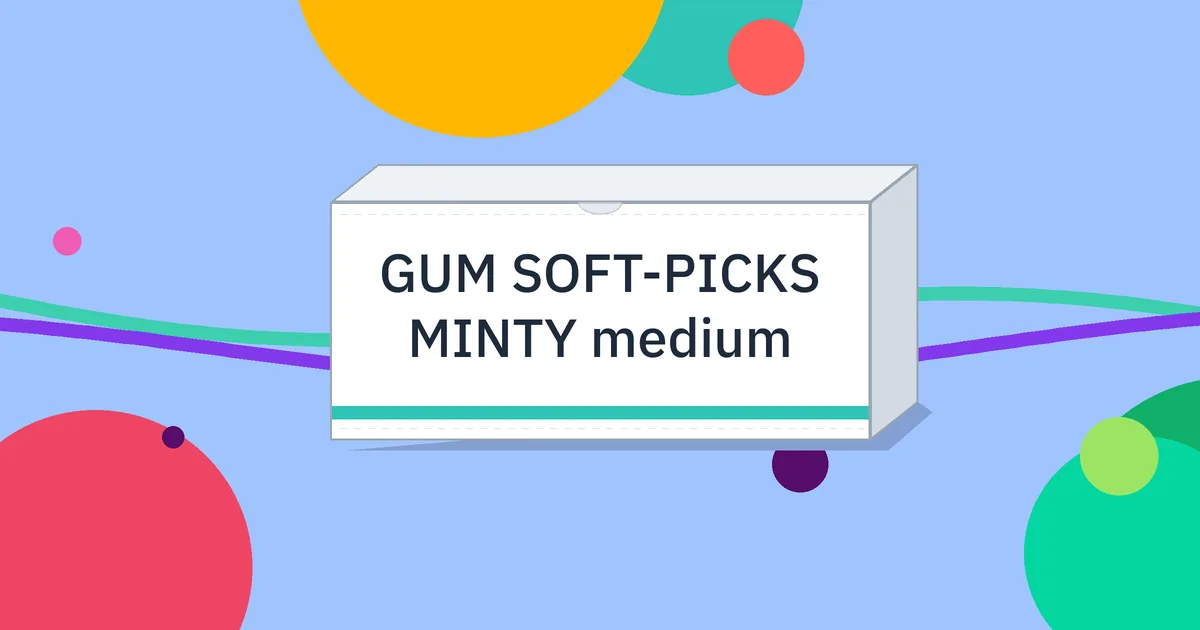 Symbolbild: Packung mit der Aufschrift GUM SOFT-PICKS MINTY medium (PZN 18855481) – Verfügbarkeit und Bezug in Apotheken in Frankfurt am Main