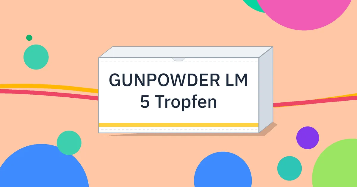 Symbolbild: Packung mit der Aufschrift GUNPOWDER LM 5 Tropfen (PZN 15823546) – Verfügbarkeit und Bezug in Apotheken in Frankfurt am Main