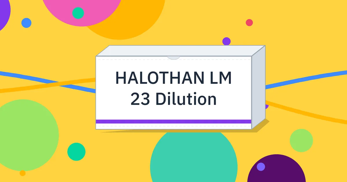Symbolbild: Packung mit der Aufschrift HALOTHAN LM 23 Dilution (PZN 12884122) – Verfügbarkeit und Bezug in Apotheken in Frankfurt am Main