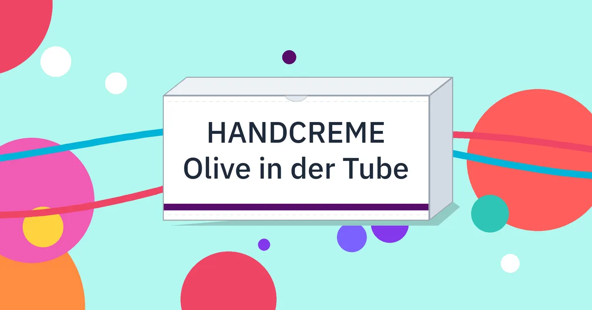 Symbolbild: Packung mit der Aufschrift HANDCREME Olive in der Tube (PZN 16334565) – Verfügbarkeit und Bezug in Apotheken in Frankfurt am Main