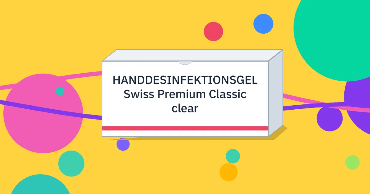 Symbolbild: Packung mit der Aufschrift HANDDESINFEKTIONSGEL Swiss Premium Classic clear (PZN 18053706) – Verfügbarkeit und Bezug in Apotheken in Frankfurt am Main