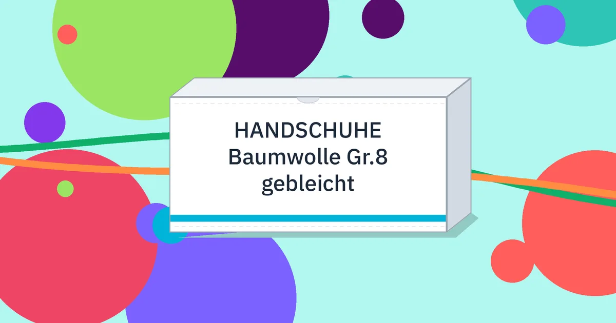 Symbolbild: Packung mit der Aufschrift HANDSCHUHE Baumwolle Gr.8 gebleicht (PZN 01468917) – Verfügbarkeit und Bezug in Apotheken in Frankfurt am Main