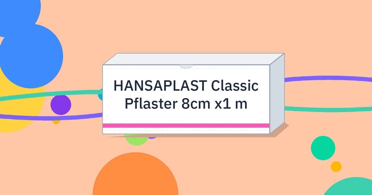 Symbolbild: Packung mit der Aufschrift HANSAPLAST Classic Pflaster 8cm x1 m (PZN 16739718) – Verfügbarkeit und Bezug in Apotheken in Frankfurt am Main