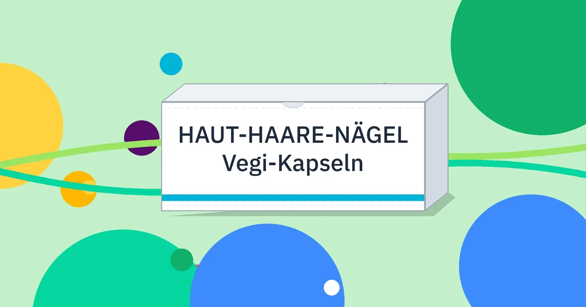 Symbolbild: Packung mit der Aufschrift HAUT-HAARE-NÄGEL Vegi-Kapseln (PZN 10002974) – Verfügbarkeit und Bezug in Apotheken in Frankfurt am Main