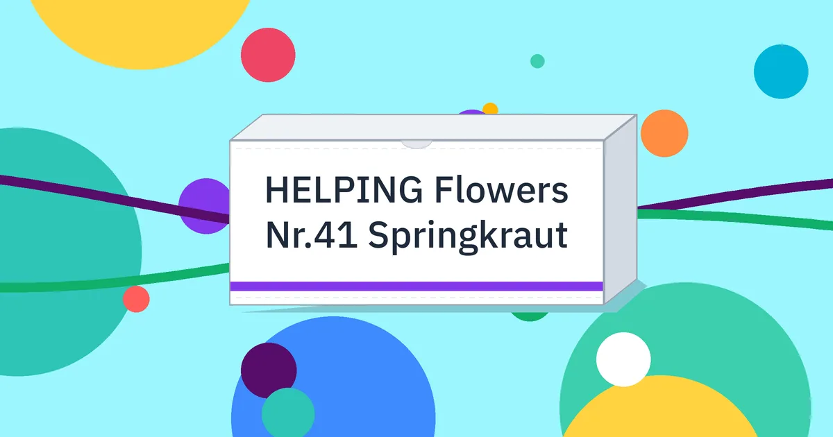 Symbolbild: Packung mit der Aufschrift HELPING Flowers Nr.41 Springkraut (PZN 12500050) – Verfügbarkeit und Bezug in Apotheken in Frankfurt am Main