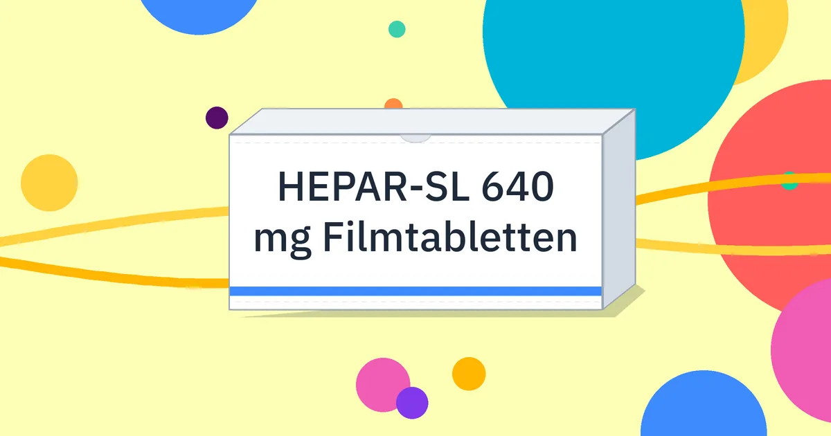 Symbolbild: Packung mit der Aufschrift HEPAR-SL 640 mg Filmtabletten (PZN 13583807) – Verfügbarkeit und Bezug in Apotheken in Frankfurt am Main