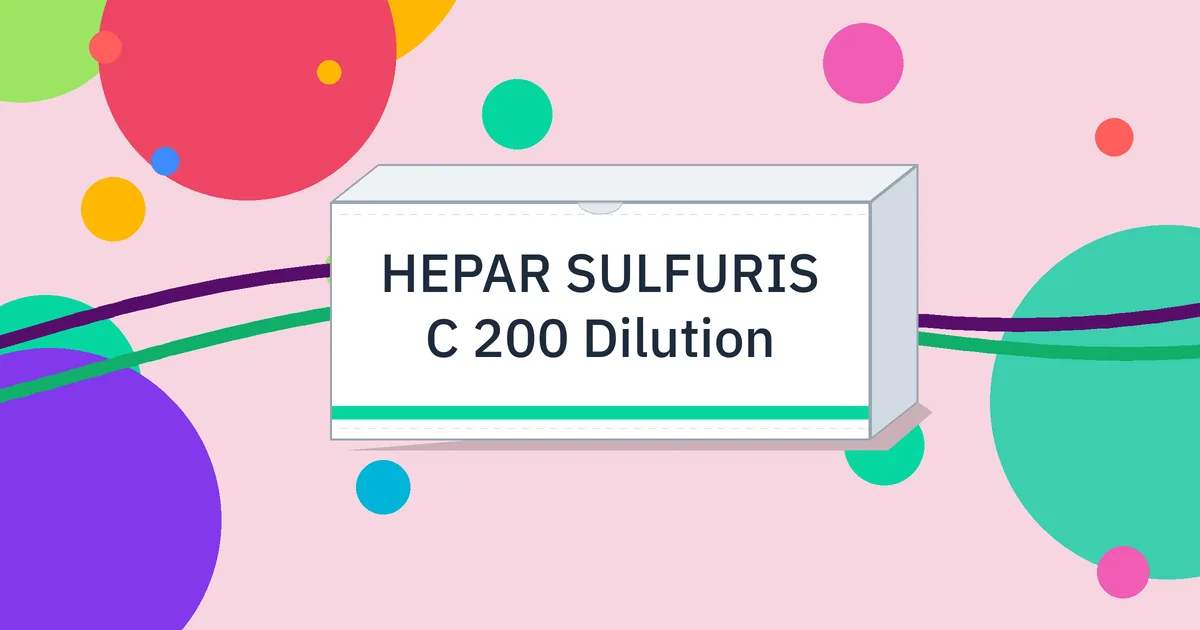 Symbolbild: Packung mit der Aufschrift HEPAR SULFURIS C 200 Dilution (PZN 07169601) – Verfügbarkeit und Bezug in Apotheken in Frankfurt am Main