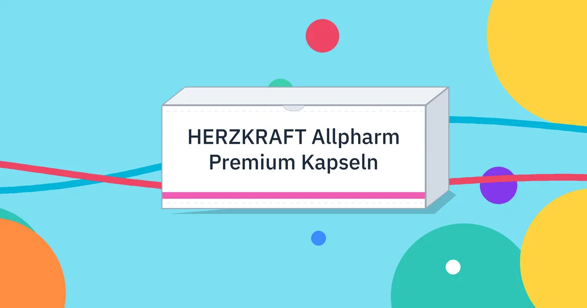 Symbolbild: Packung mit der Aufschrift HERZKRAFT Allpharm Premium Kapseln (PZN 14043674) – Verfügbarkeit und Bezug in Apotheken in Frankfurt am Main