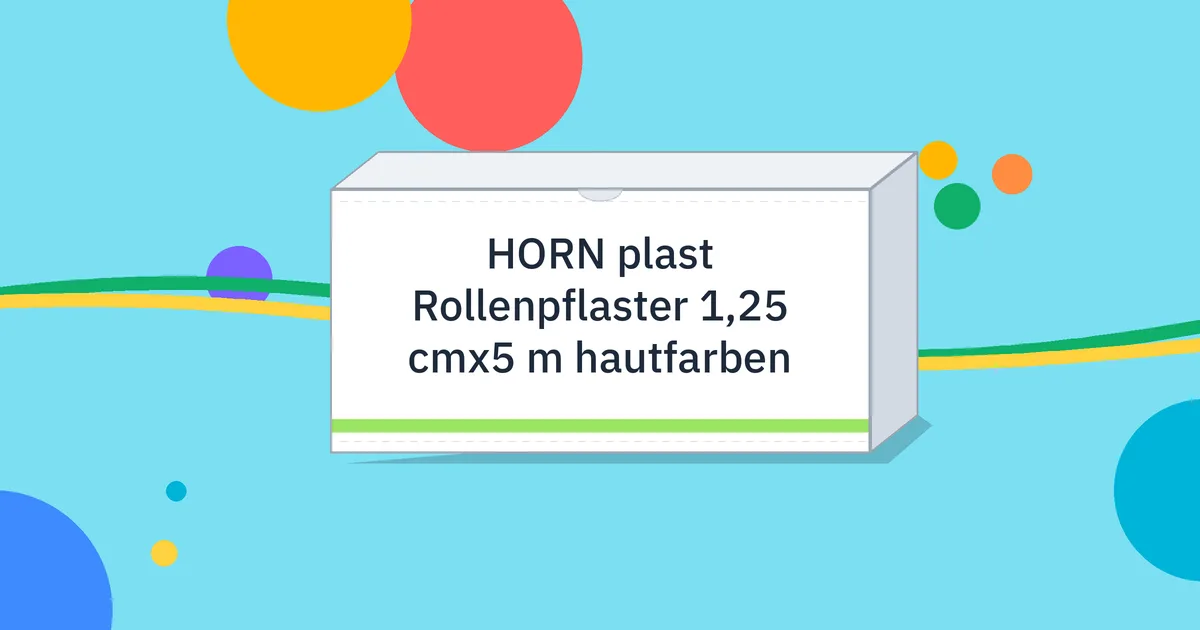 Symbolbild: Packung mit der Aufschrift HORN plast Rollenpflaster 1,25 cmx5 m hautfarben (PZN 04664725) – Verfügbarkeit und Bezug in Apotheken in Frankfurt am Main