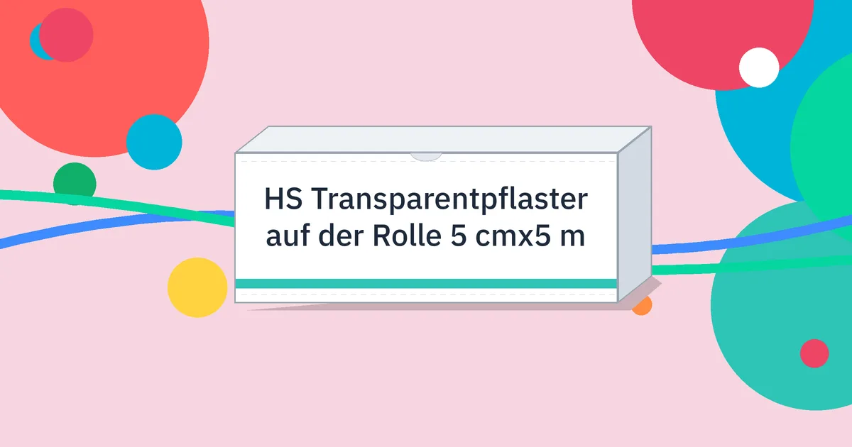 Symbolbild: Packung mit der Aufschrift HS Transparentpflaster auf der Rolle 5 cmx5 m (PZN 09742045) – Verfügbarkeit und Bezug in Apotheken in Frankfurt am Main