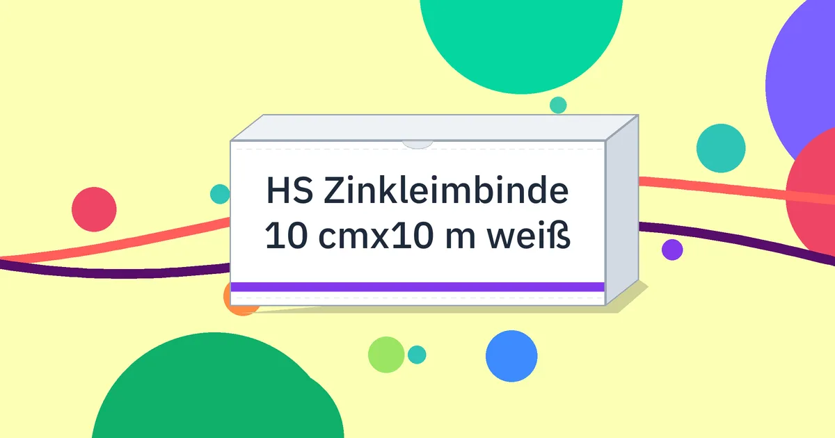 Symbolbild: Packung mit der Aufschrift HS Zinkleimbinde 10 cmx10 m weiß (PZN 09741867) – Verfügbarkeit und Bezug in Apotheken in Frankfurt am Main