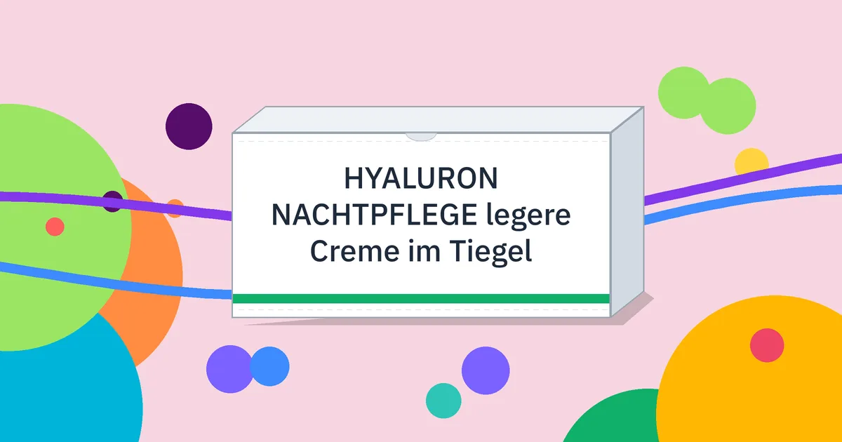 Symbolbild: Packung mit der Aufschrift HYALURON NACHTPFLEGE legere Creme im Tiegel (PZN 14175424) – Verfügbarkeit und Bezug in Apotheken in Frankfurt am Main