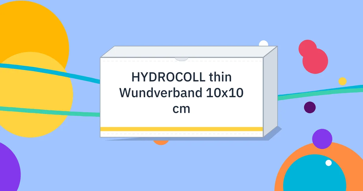 Symbolbild: Packung mit der Aufschrift HYDROCOLL thin Wundverband 10x10 cm (PZN 12594192) – Verfügbarkeit und Bezug in Apotheken in Frankfurt am Main