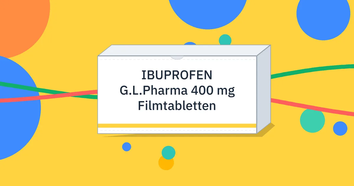 Symbolbild: Packung mit der Aufschrift IBUPROFEN G.L.Pharma 400 mg Filmtabletten (PZN 19686856) – Verfügbarkeit und Bezug in Apotheken in Frankfurt am Main