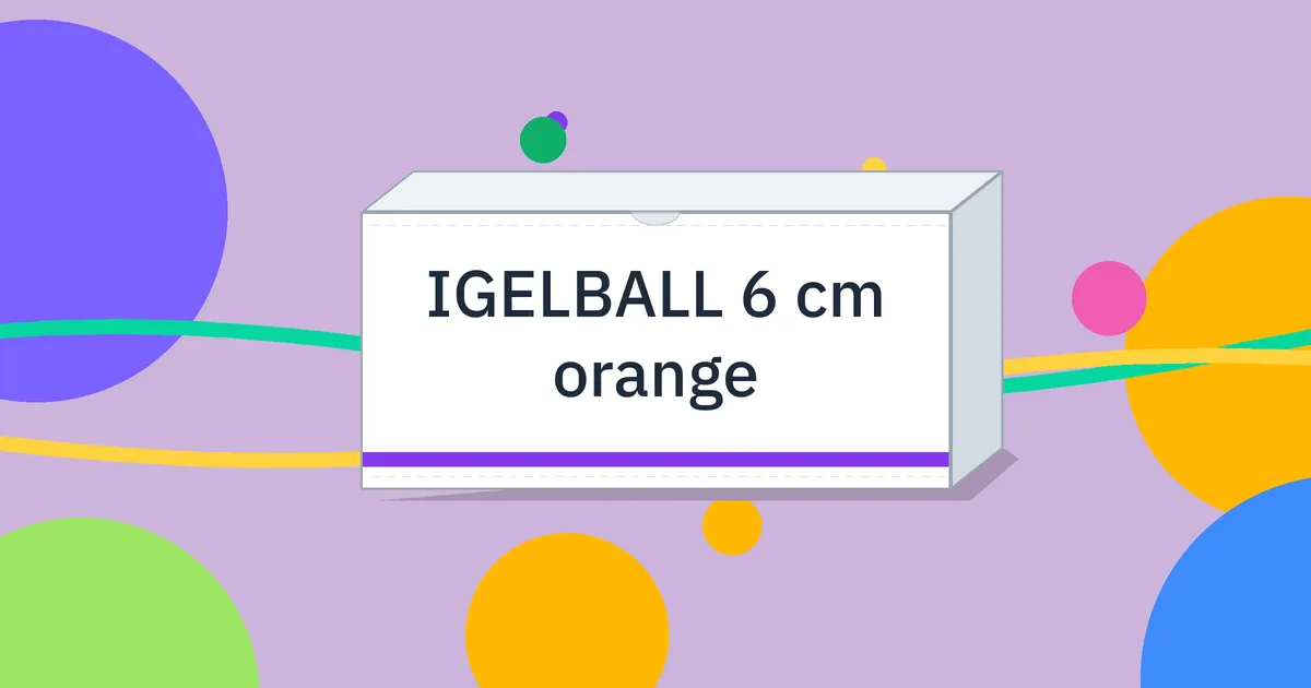 Symbolbild: Packung mit der Aufschrift IGELBALL 6 cm orange (PZN 09103552) – Verfügbarkeit und Bezug in Apotheken in Frankfurt am Main