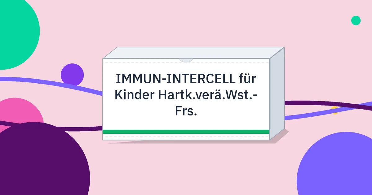Symbolbild: Packung mit der Aufschrift IMMUN-INTERCELL für Kinder Hartk.verä.Wst.-Frs. (PZN 16200652) – Verfügbarkeit und Bezug in Apotheken in Frankfurt am Main