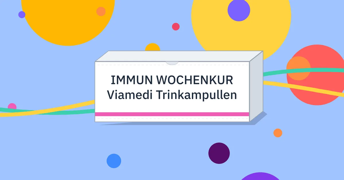 Symbolbild: Packung mit der Aufschrift IMMUN WOCHENKUR Viamedi Trinkampullen (PZN 18411620) – Verfügbarkeit und Bezug in Apotheken in Frankfurt am Main