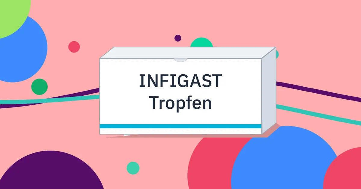 Symbolbild: Packung mit der Aufschrift INFIGAST Tropfen (PZN 00003493) – Verfügbarkeit und Bezug in Apotheken in Frankfurt am Main