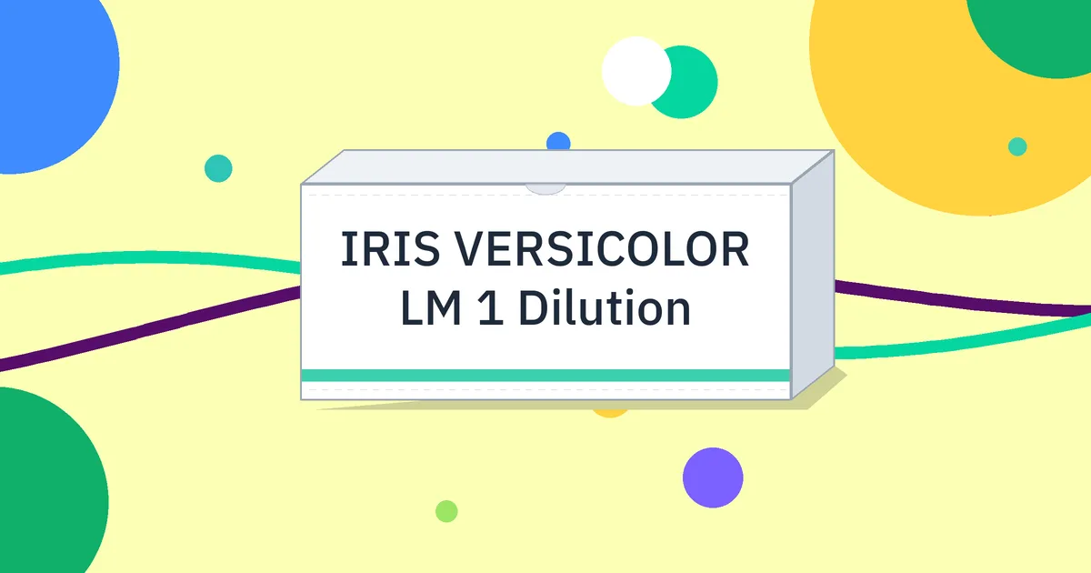 Symbolbild: Packung mit der Aufschrift IRIS VERSICOLOR LM 1 Dilution (PZN 12914691) – Verfügbarkeit und Bezug in Apotheken in Frankfurt am Main