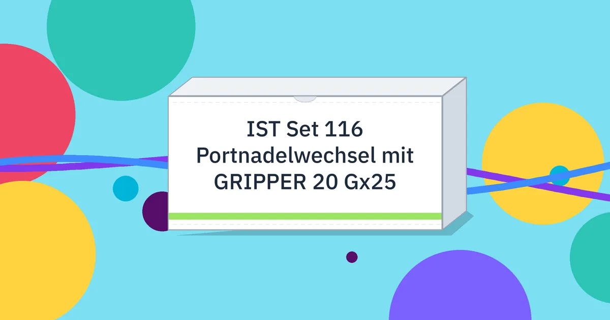 Symbolbild: Packung mit der Aufschrift IST Set 116 Portnadelwechsel mit GRIPPER 20 Gx25 (PZN 10049680) – Verfügbarkeit und Bezug in Apotheken in Frankfurt am Main
