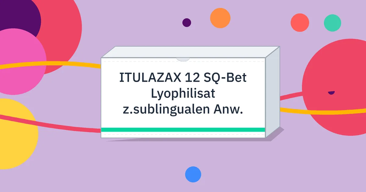 Symbolbild: Packung mit der Aufschrift ITULAZAX 12 SQ-Bet Lyophilisat z.sublingualen Anw. (PZN 18454084) – Verfügbarkeit und Bezug in Apotheken in Frankfurt am Main