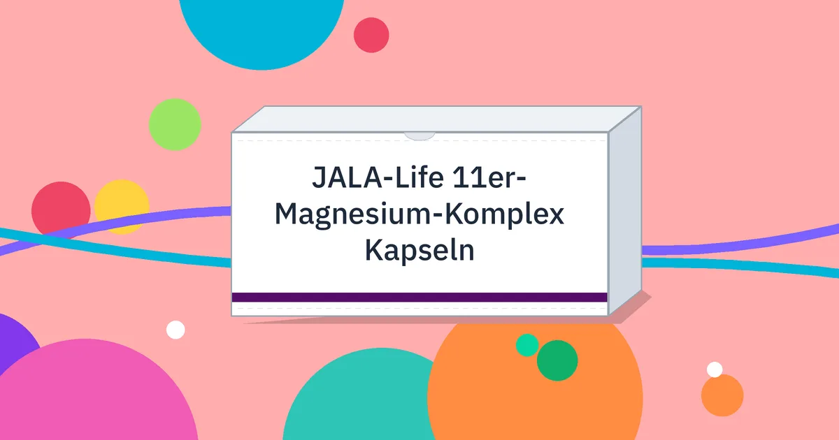 Symbolbild: Packung mit der Aufschrift JALA-Life 11er-Magnesium-Komplex Kapseln (PZN 19488470) – Verfügbarkeit und Bezug in Apotheken in Frankfurt am Main