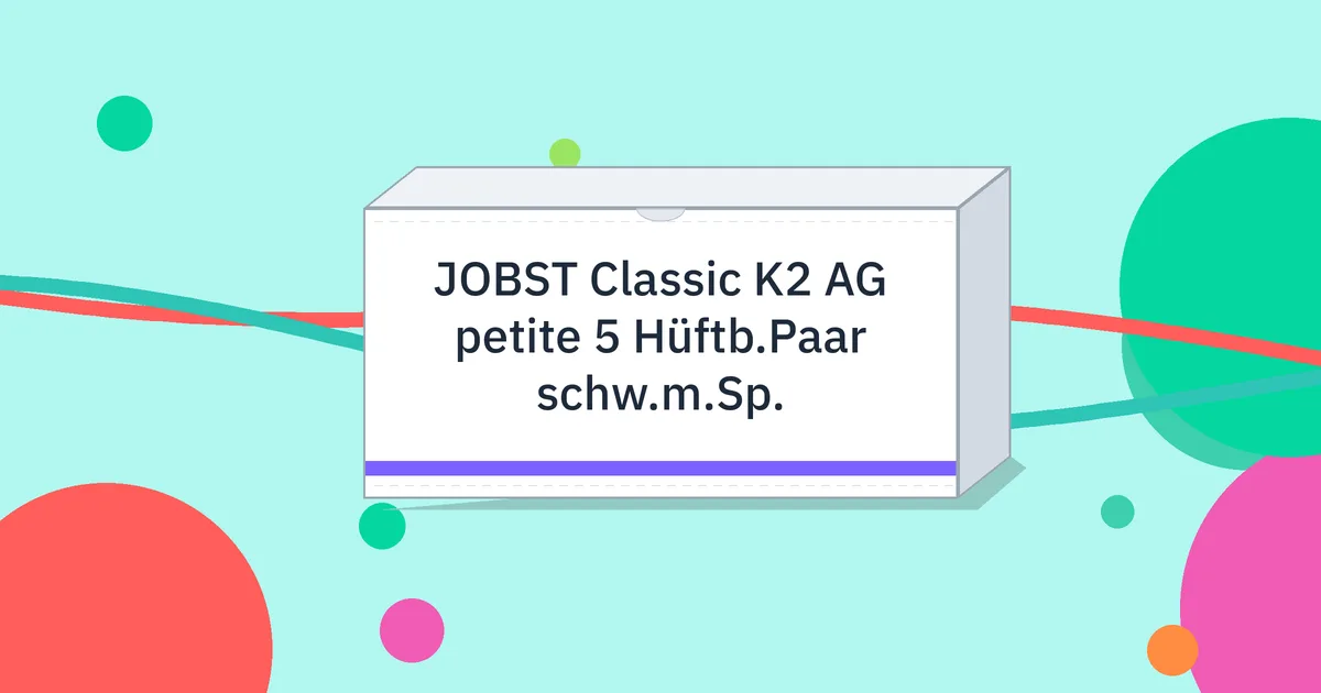 Symbolbild: Packung mit der Aufschrift JOBST Classic K2 AG petite 5 Hüftb.Paar schw.m.Sp. (PZN 13064958) – Verfügbarkeit und Bezug in Apotheken in Frankfurt am Main