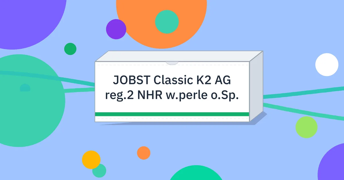 Symbolbild: Packung mit der Aufschrift JOBST Classic K2 AG reg.2 NHR w.perle o.Sp. (PZN 10727312) – Verfügbarkeit und Bezug in Apotheken in Frankfurt am Main