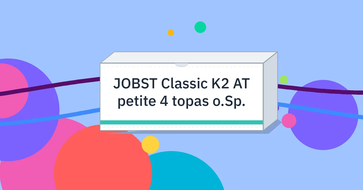 Symbolbild: Packung mit der Aufschrift JOBST Classic K2 AT petite 4 topas o.Sp. (PZN 13068034) – Verfügbarkeit und Bezug in Apotheken in Frankfurt am Main