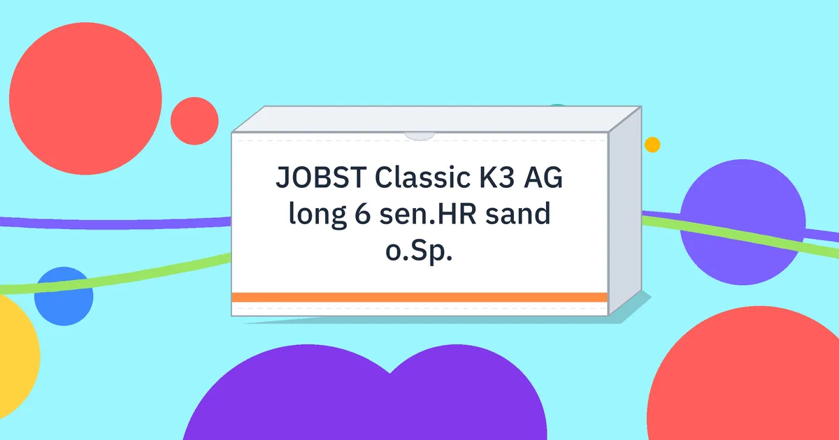 Symbolbild: Packung mit der Aufschrift JOBST Classic K3 AG long 6 sen.HR sand o.Sp. (PZN 17958078) – Verfügbarkeit und Bezug in Apotheken in Frankfurt am Main