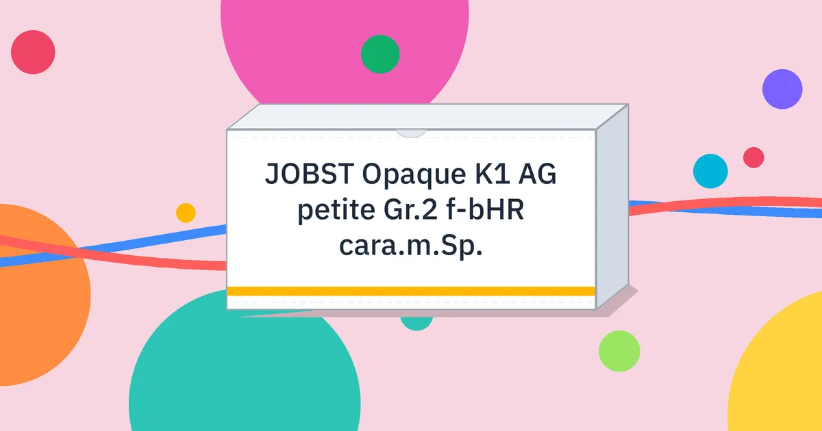 Symbolbild: Packung mit der Aufschrift JOBST Opaque K1 AG petite Gr.2 f-bHR cara.m.Sp. (PZN 13083482) – Verfügbarkeit und Bezug in Apotheken in Frankfurt am Main