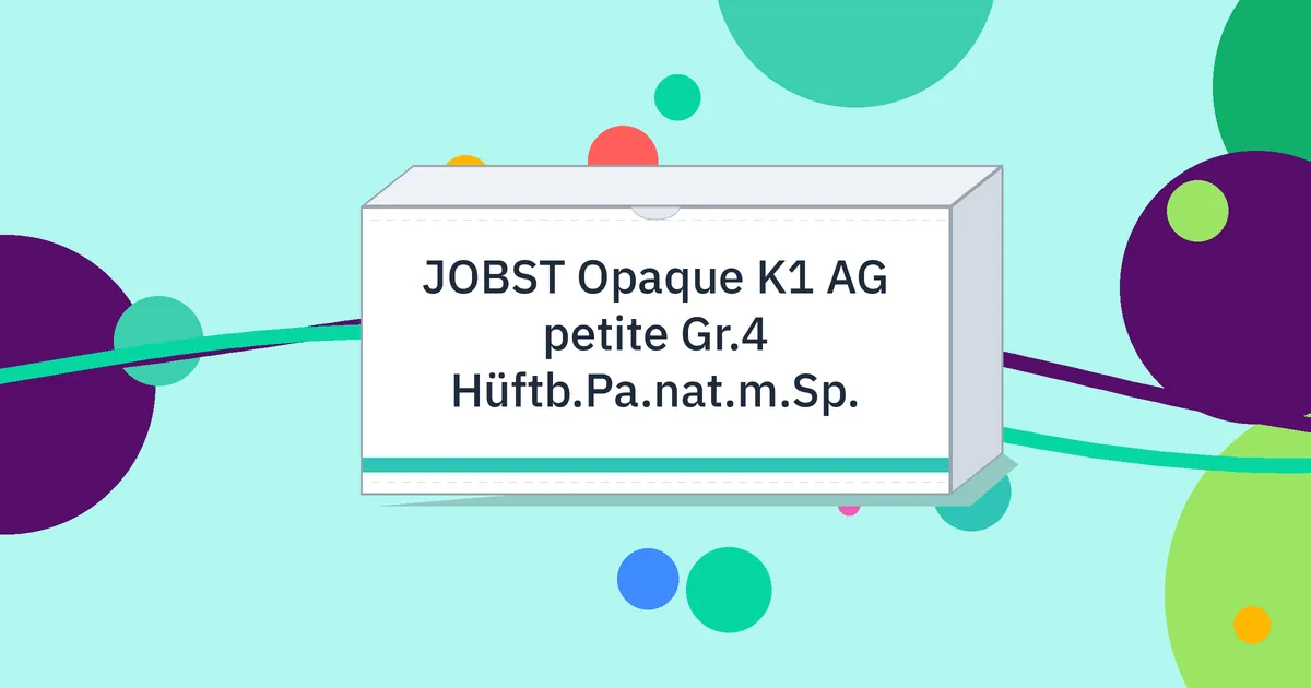 Symbolbild: Packung mit der Aufschrift JOBST Opaque K1 AG petite Gr.4 Hüftb.Pa.nat.m.Sp. (PZN 13098437) – Verfügbarkeit und Bezug in Apotheken in Frankfurt am Main