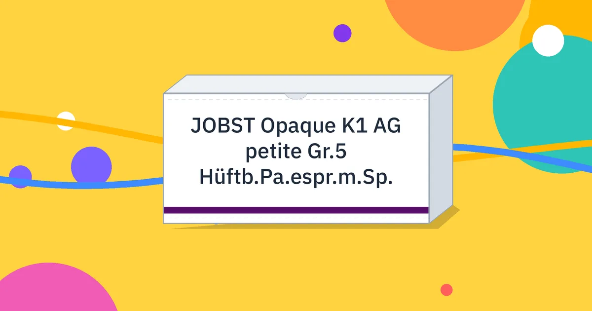 Symbolbild: Packung mit der Aufschrift JOBST Opaque K1 AG petite Gr.5 Hüftb.Pa.espr.m.Sp. (PZN 16274113) – Verfügbarkeit und Bezug in Apotheken in Frankfurt am Main
