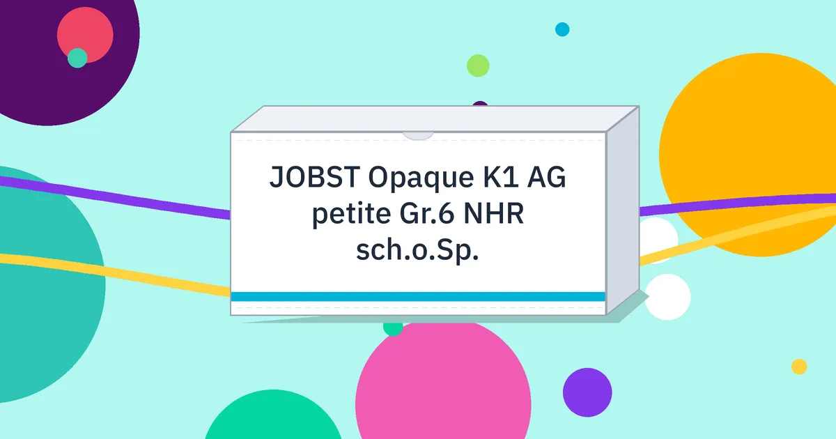 Symbolbild: Packung mit der Aufschrift JOBST Opaque K1 AG petite Gr.6 NHR sch.o.Sp. (PZN 13088321) – Verfügbarkeit und Bezug in Apotheken in Frankfurt am Main