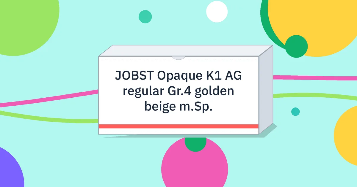 Symbolbild: Packung mit der Aufschrift JOBST Opaque K1 AG regular Gr.4 golden beige m.Sp. (PZN 16265410) – Verfügbarkeit und Bezug in Apotheken in Frankfurt am Main