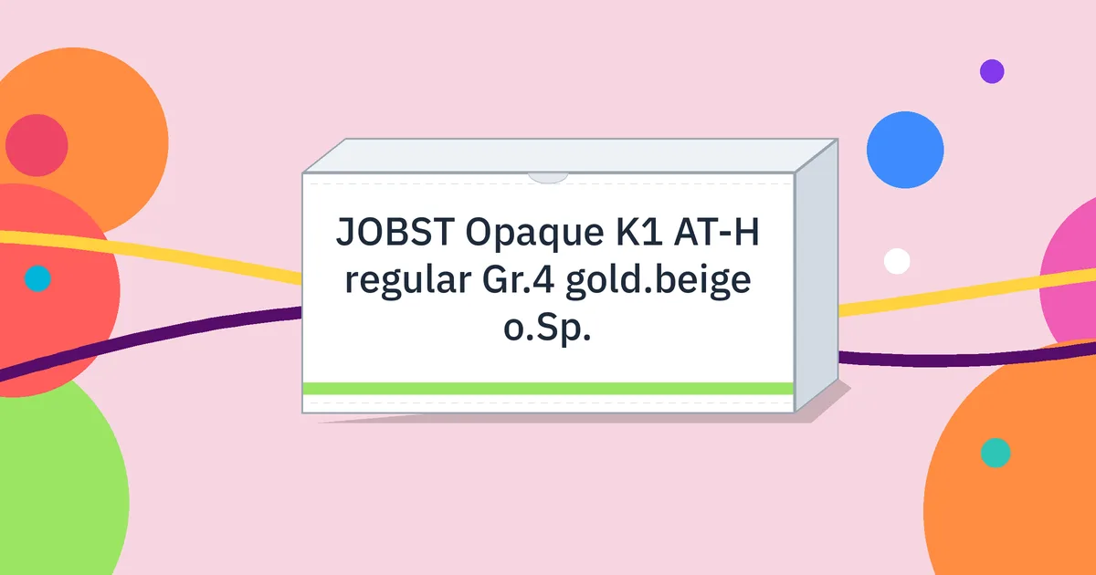 Symbolbild: Packung mit der Aufschrift JOBST Opaque K1 AT-H regular Gr.4 gold.beige o.Sp. (PZN 16274768) – Verfügbarkeit und Bezug in Apotheken in Frankfurt am Main