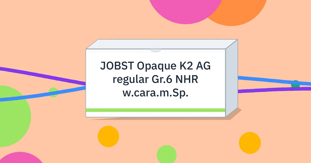 Symbolbild: Packung mit der Aufschrift JOBST Opaque K2 AG regular Gr.6 NHR w.cara.m.Sp. (PZN 11253595) – Verfügbarkeit und Bezug in Apotheken in Frankfurt am Main
