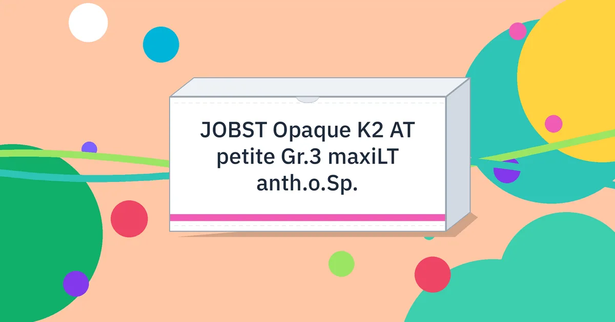 Symbolbild: Packung mit der Aufschrift JOBST Opaque K2 AT petite Gr.3 maxiLT anth.o.Sp. (PZN 16292016) – Verfügbarkeit und Bezug in Apotheken in Frankfurt am Main