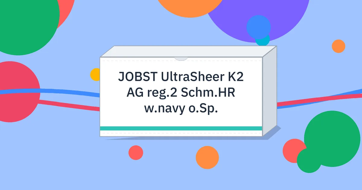 Symbolbild: Packung mit der Aufschrift JOBST UltraSheer K2 AG reg.2 Schm.HR w.navy o.Sp. (PZN 16303122) – Verfügbarkeit und Bezug in Apotheken in Frankfurt am Main